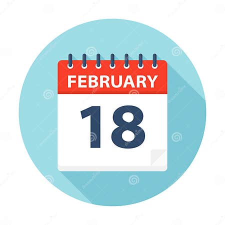 February 18 - Calendar Icon Stock Illustration - Illustration of leaf ...