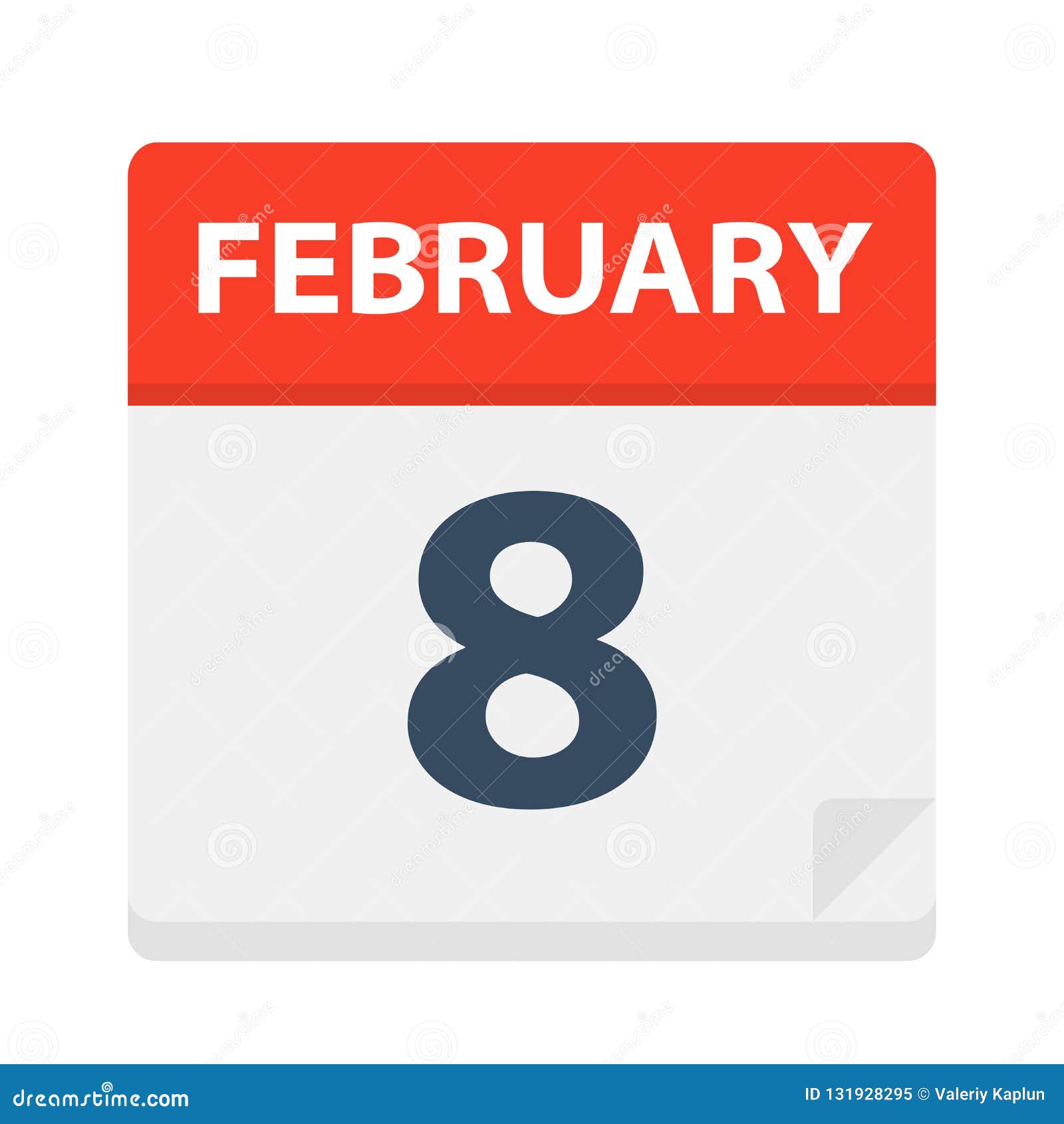 February 8 - Calendar Icon stock vector. Illustration of gray - 131928295