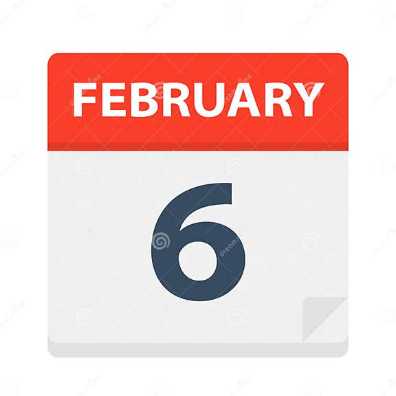 February 6 - Calendar Icon stock vector. Illustration of calendar ...