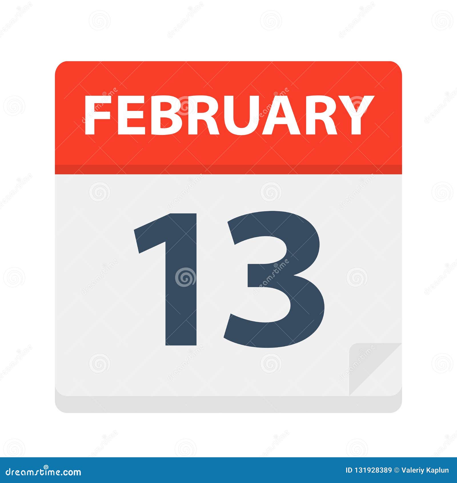 February 13 - Calendar Icon Stock Vector - Illustration of month, white ...