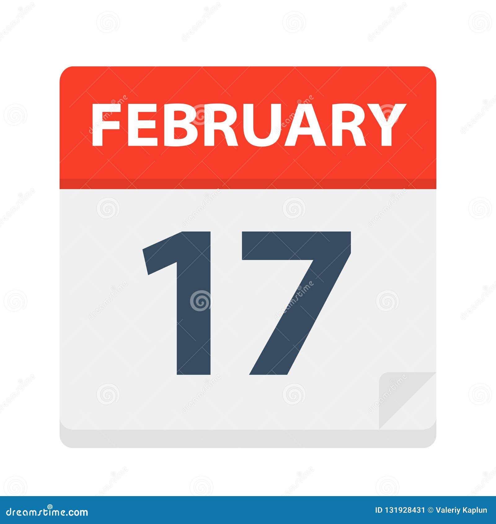 February 17 - Calendar Icon Stock Vector - Illustration of time, page ...