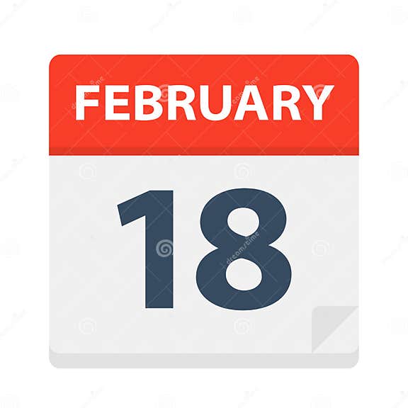 February 18 - Calendar Icon Stock Vector - Illustration of plan, month ...