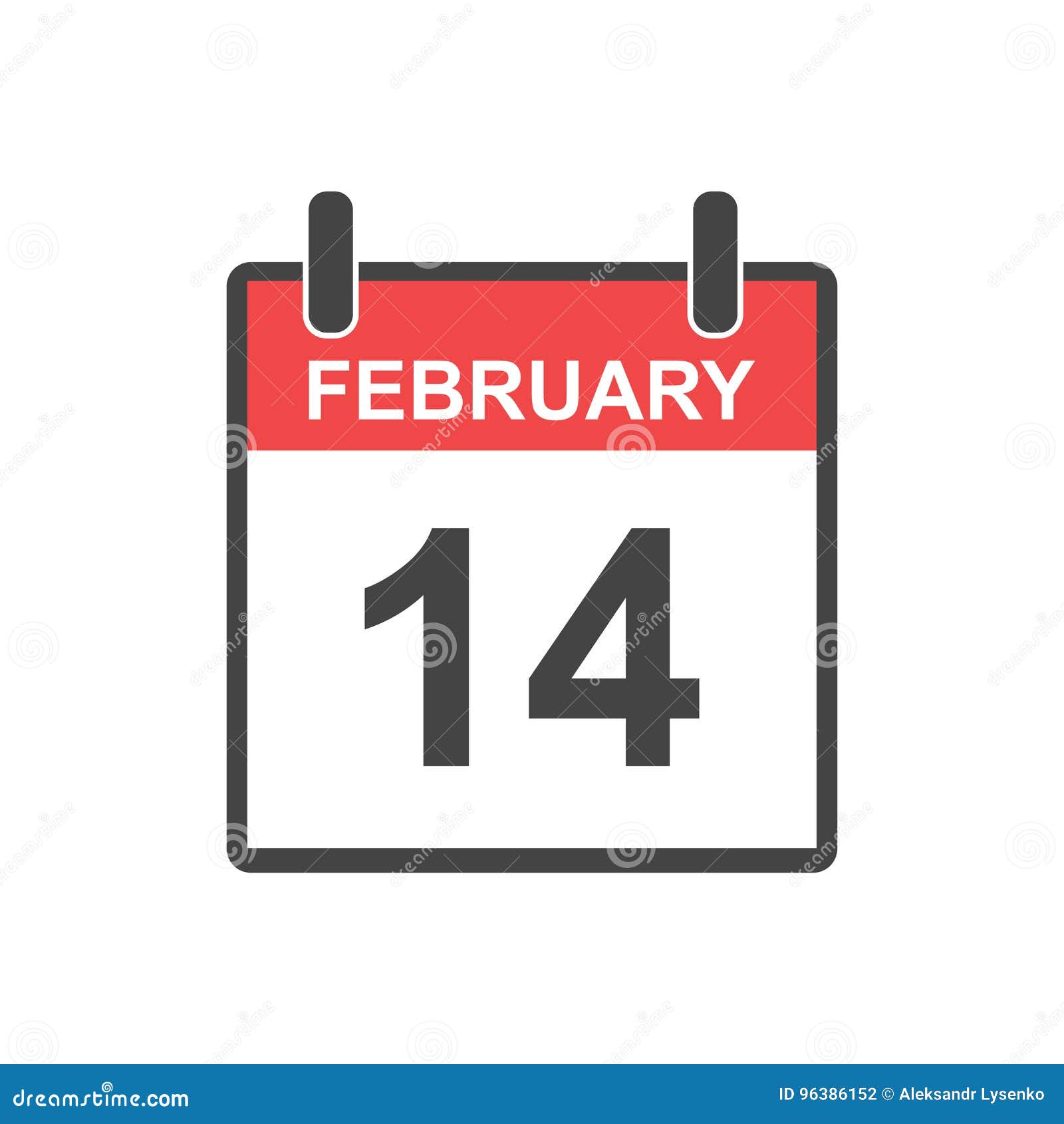 February 14 Calendar Icon. Vector Illustration in Flat Style Stock ...