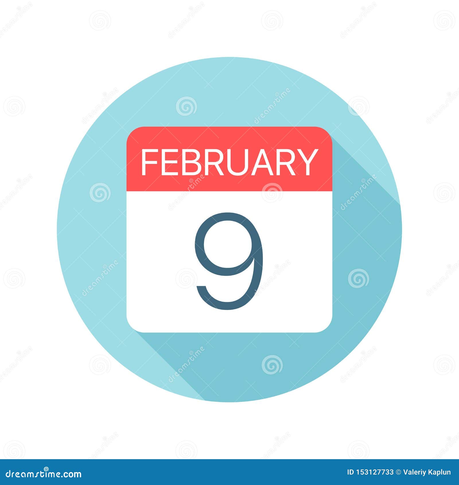 February 9 - Calendar Icon. Vector Illustration of One Day of Month ...