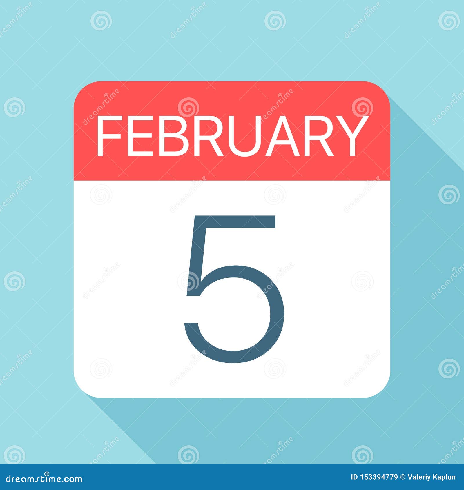 February 5 - Calendar Icon. Vector Illustration of One Day of Month ...