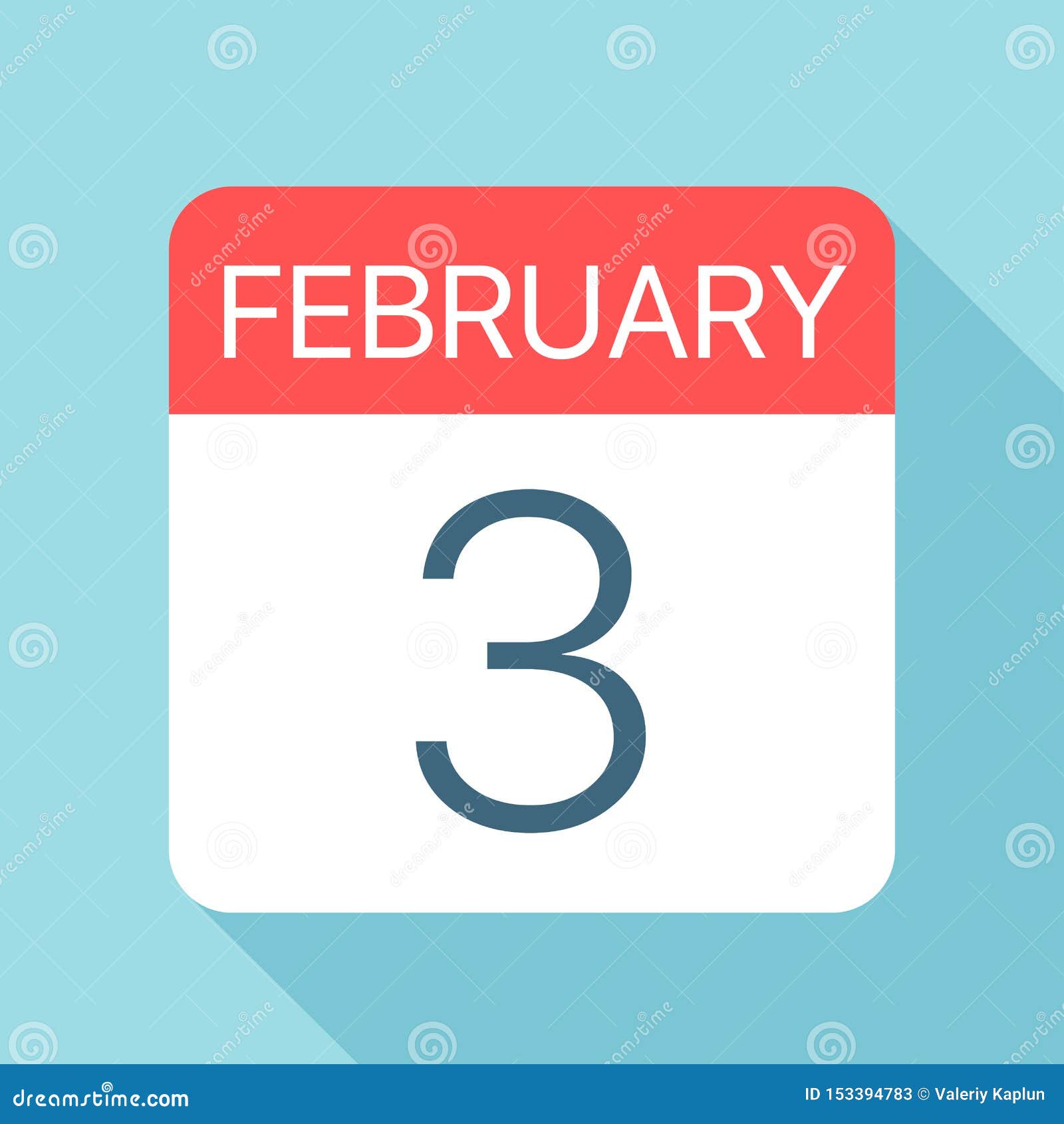 February 3 - Calendar Icon. Vector Illustration of One Day of Month ...