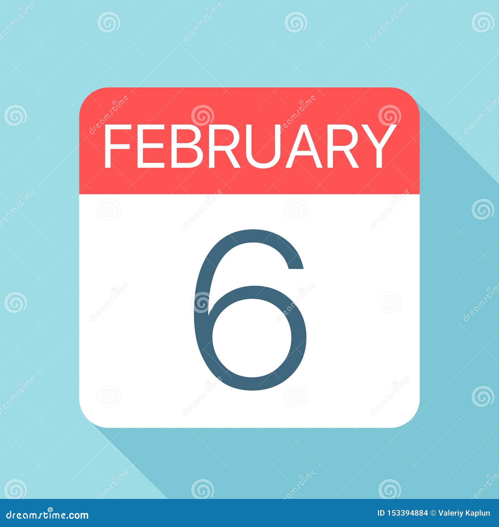 February 6 - Calendar Icon. Vector Illustration of One Day of Month ...