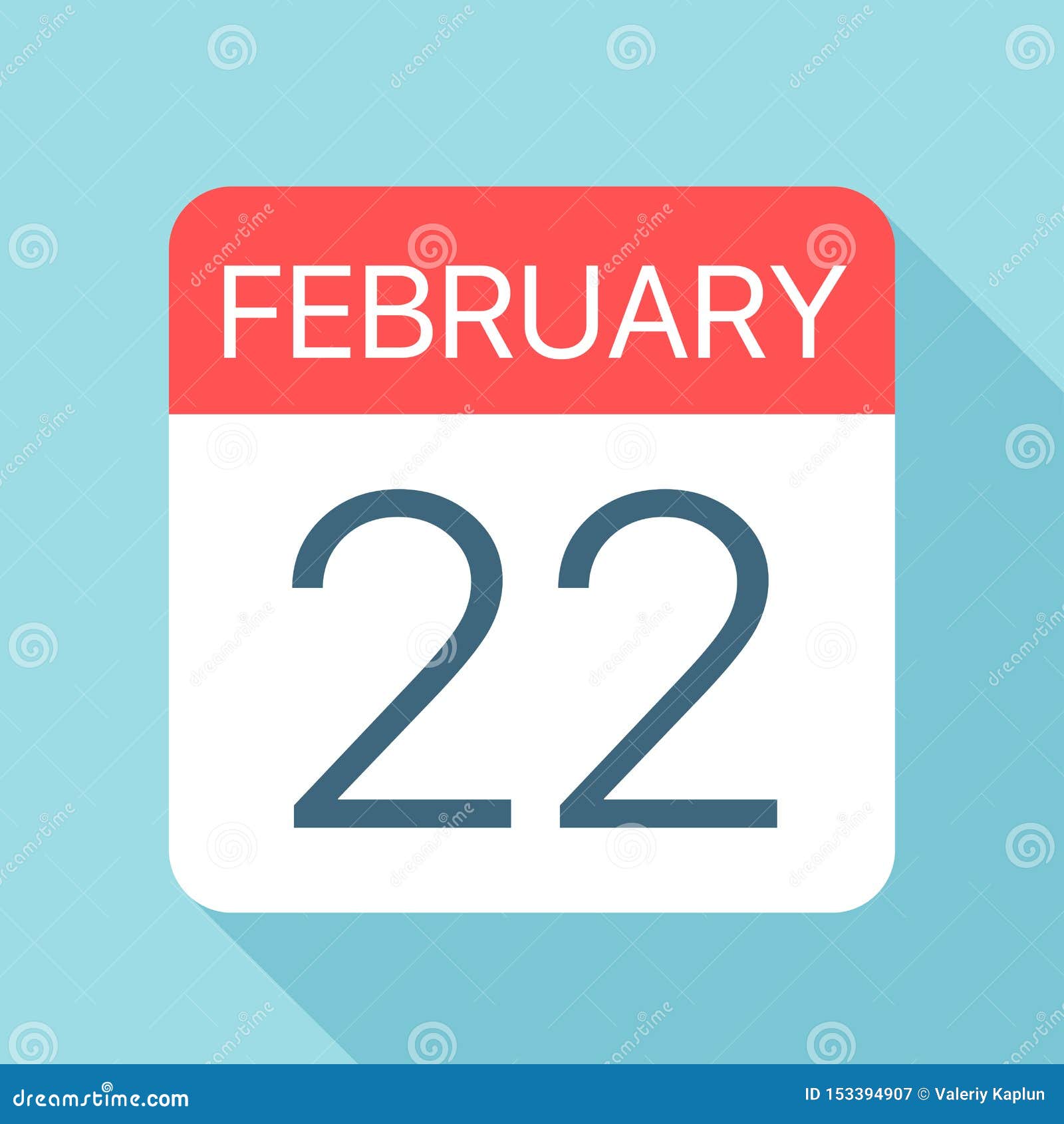 February 22 - Calendar Icon. Vector Illustration of One Day of Month ...