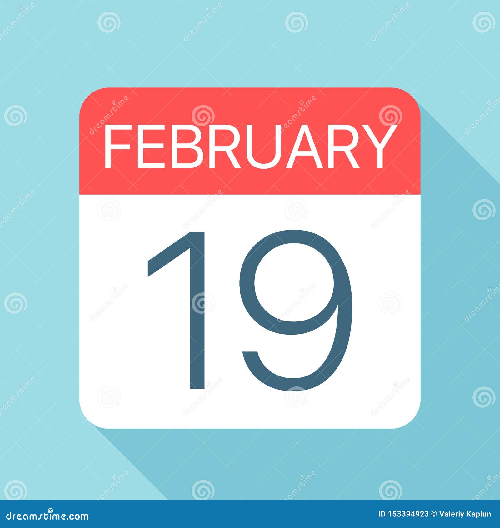 February 19 - Calendar Icon. Vector Illustration of One Day of Month ...