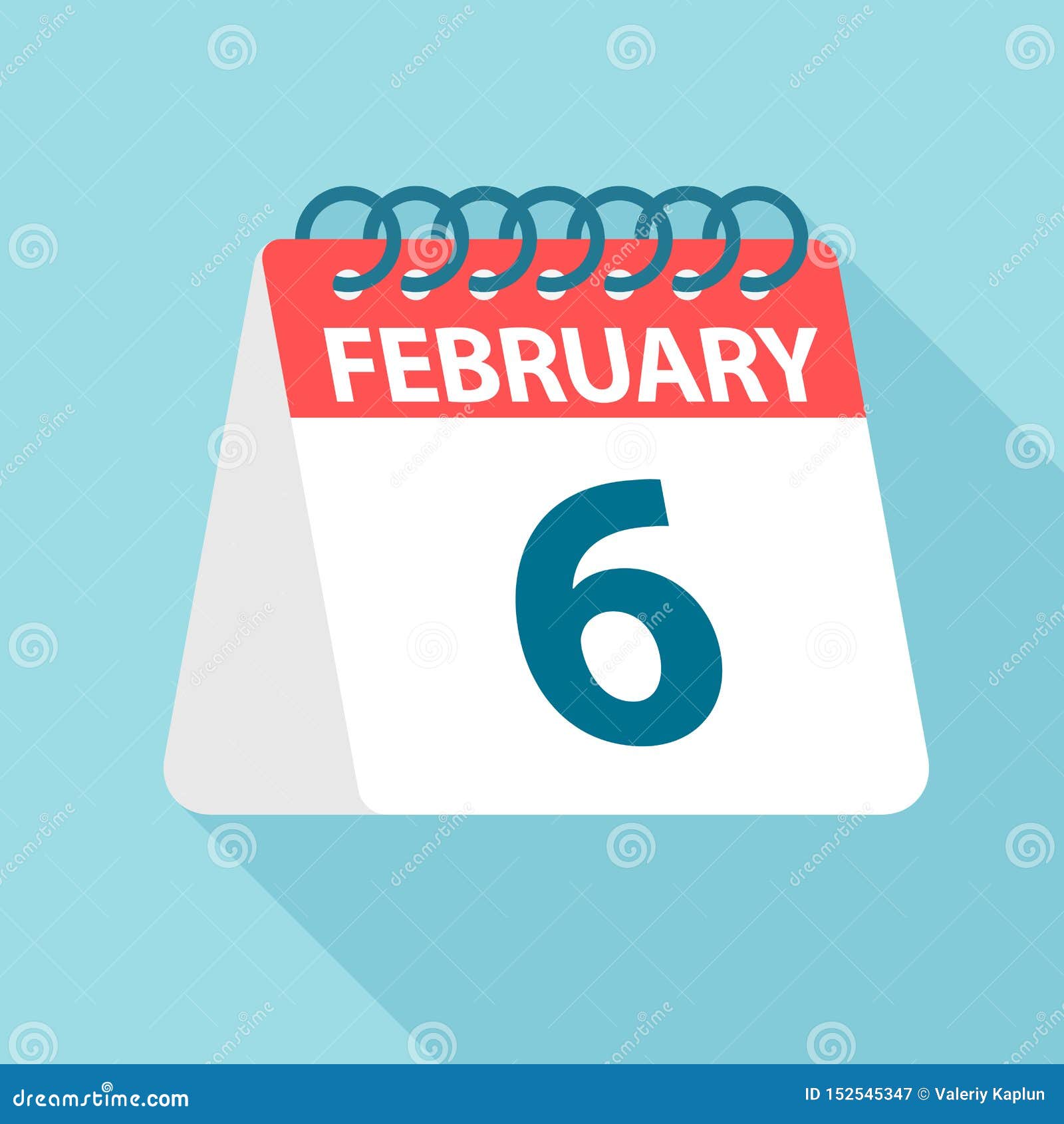 February 6 - Calendar Icon. Vector Illustration of One Day of Month ...