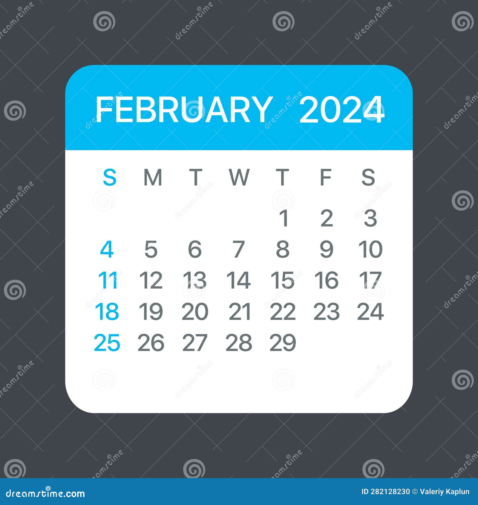 February 2024 Template, Calendar 2024 Design Vector, Planner Layout ...
