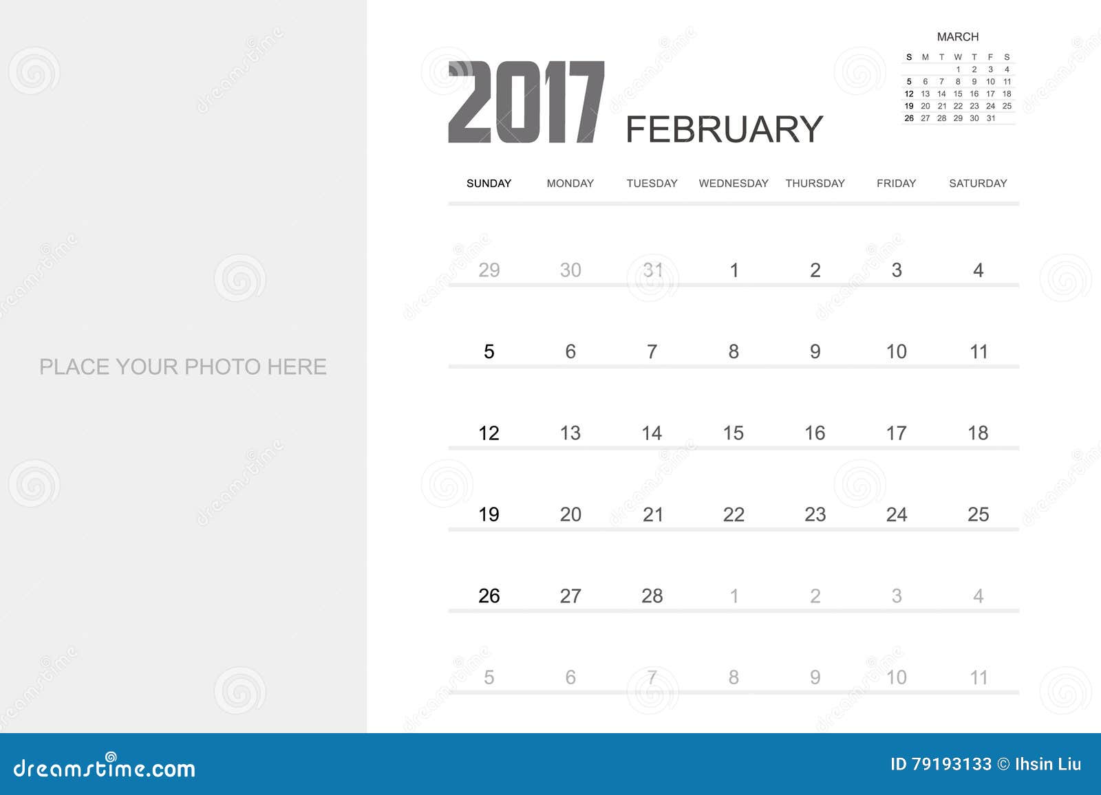 2017 FEBRUARY Calendar Planner Design. Stock Illustration ...