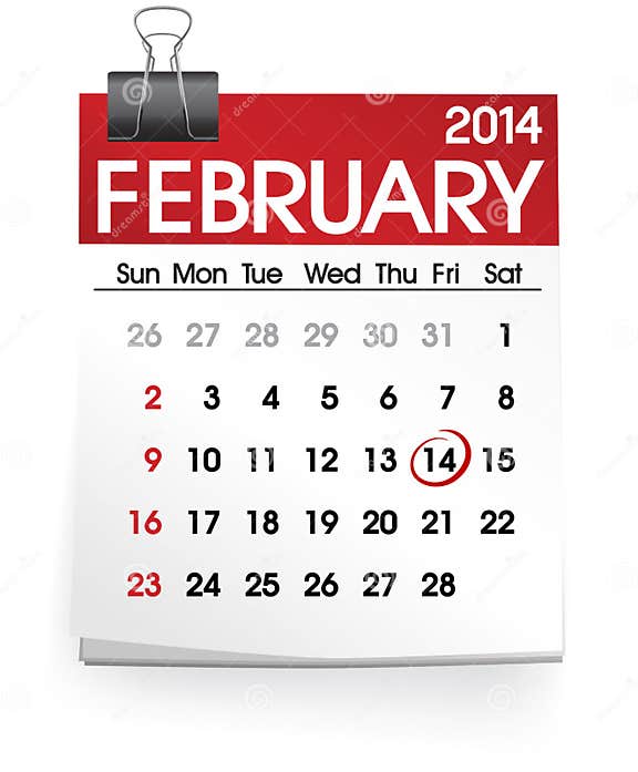 February 2014 Calendar Vector Stock Vector - Illustration of schedule ...