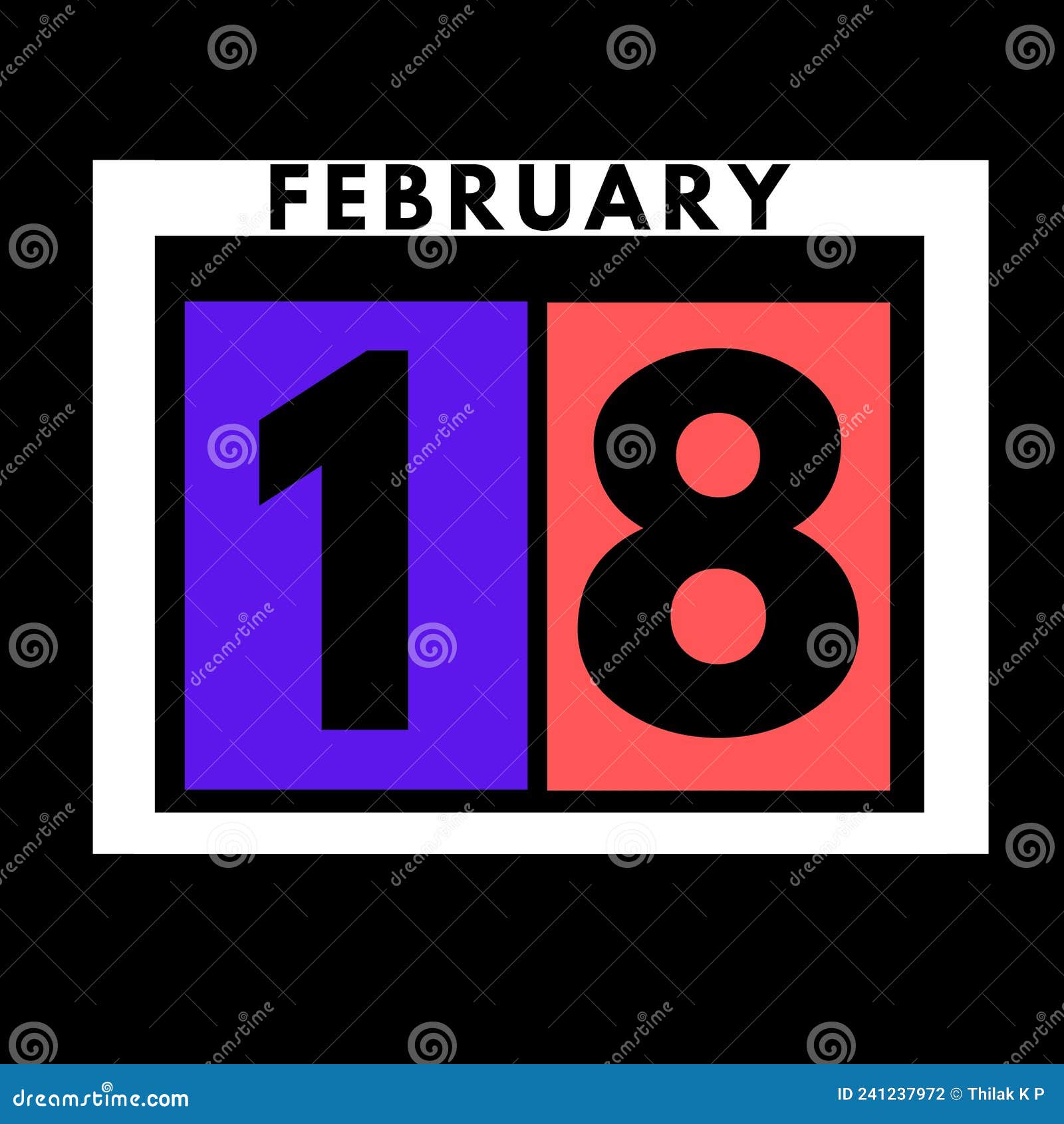 February 18 . Colored Flat daily Calendar Icon .date ,day, Month Stock ...