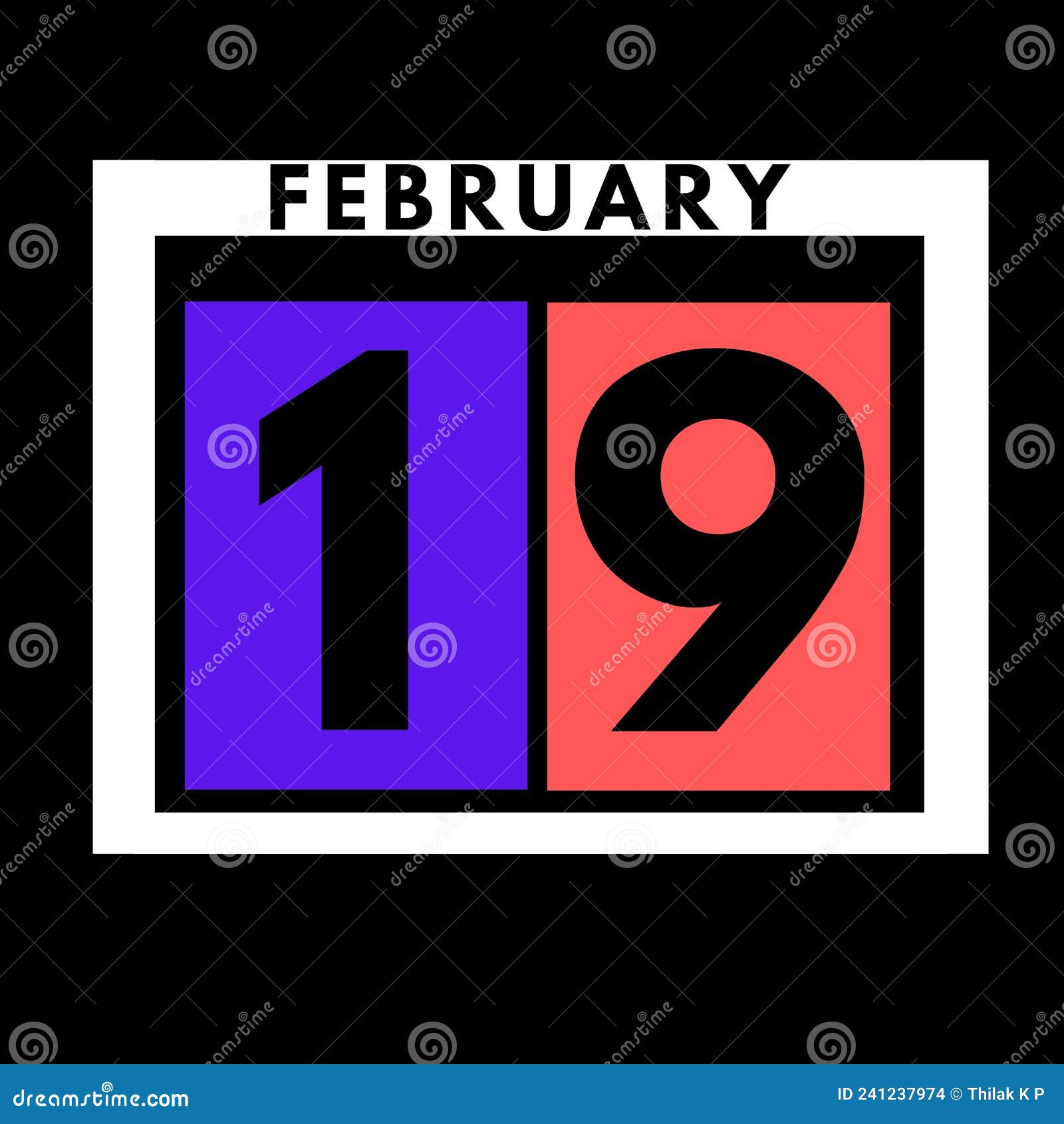 February 19 . Colored Flat daily Calendar Icon .date ,day, Month Stock ...