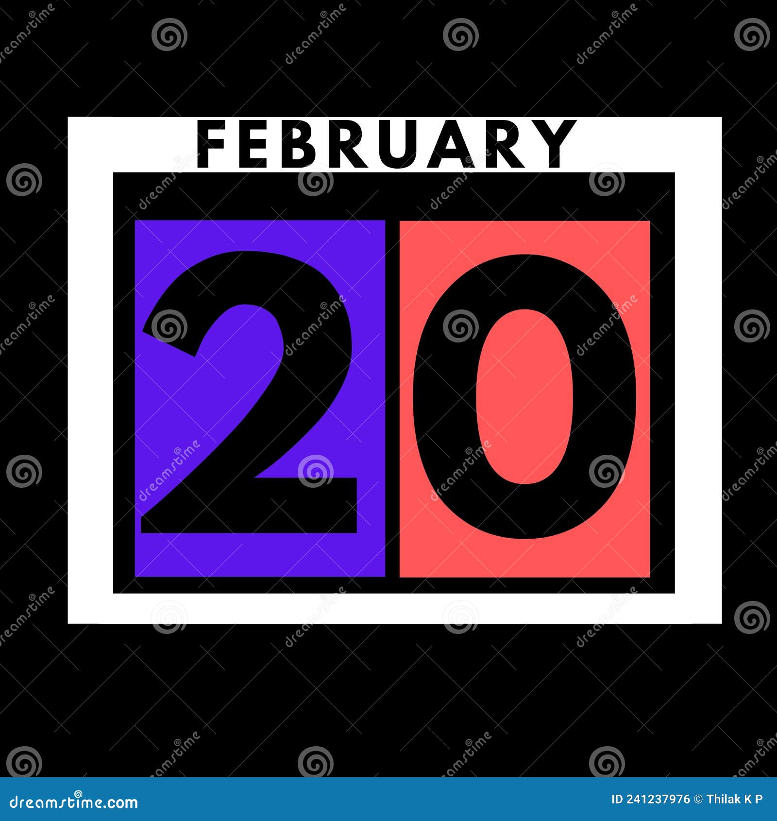 February 20 . Colored Flat daily Calendar Icon .date ,day, Month Stock ...