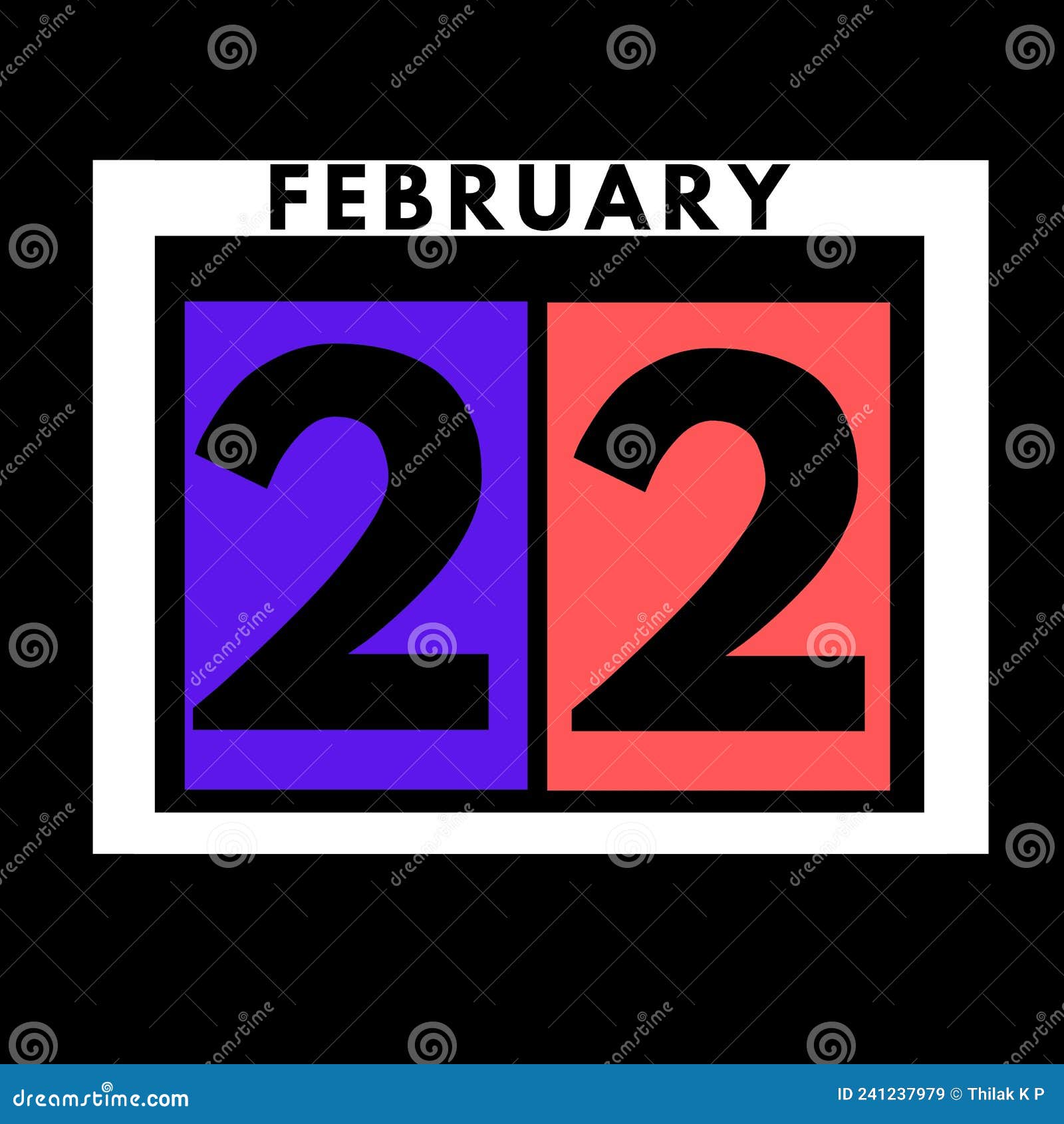 February 22 . Colored Flat daily Calendar Icon .date ,day, Month Stock ...