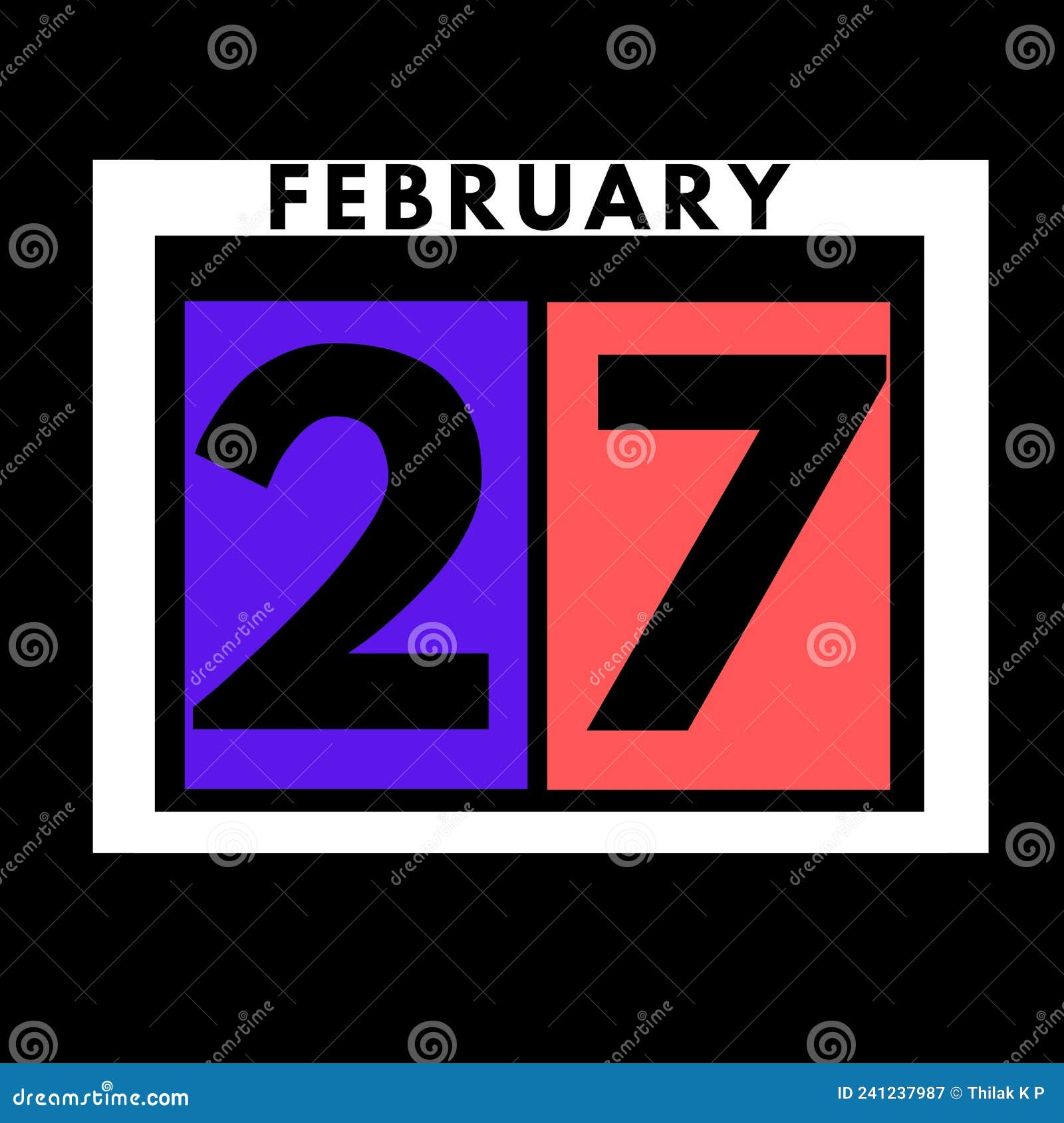 February 27 . Colored Flat daily Calendar Icon .date ,day, Month Stock ...
