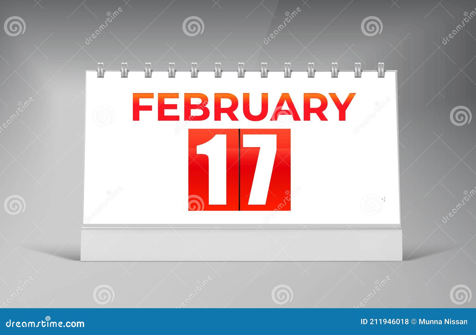 February 17 Desk Calendar Design Template. Single Date Calendar Design ...
