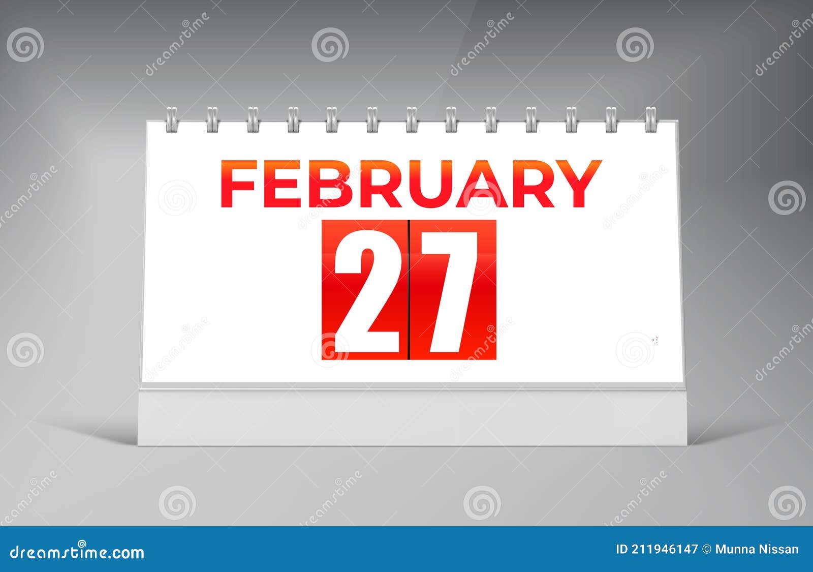 February 27 Desk Calendar Design Template. Single Date Calendar Design ...