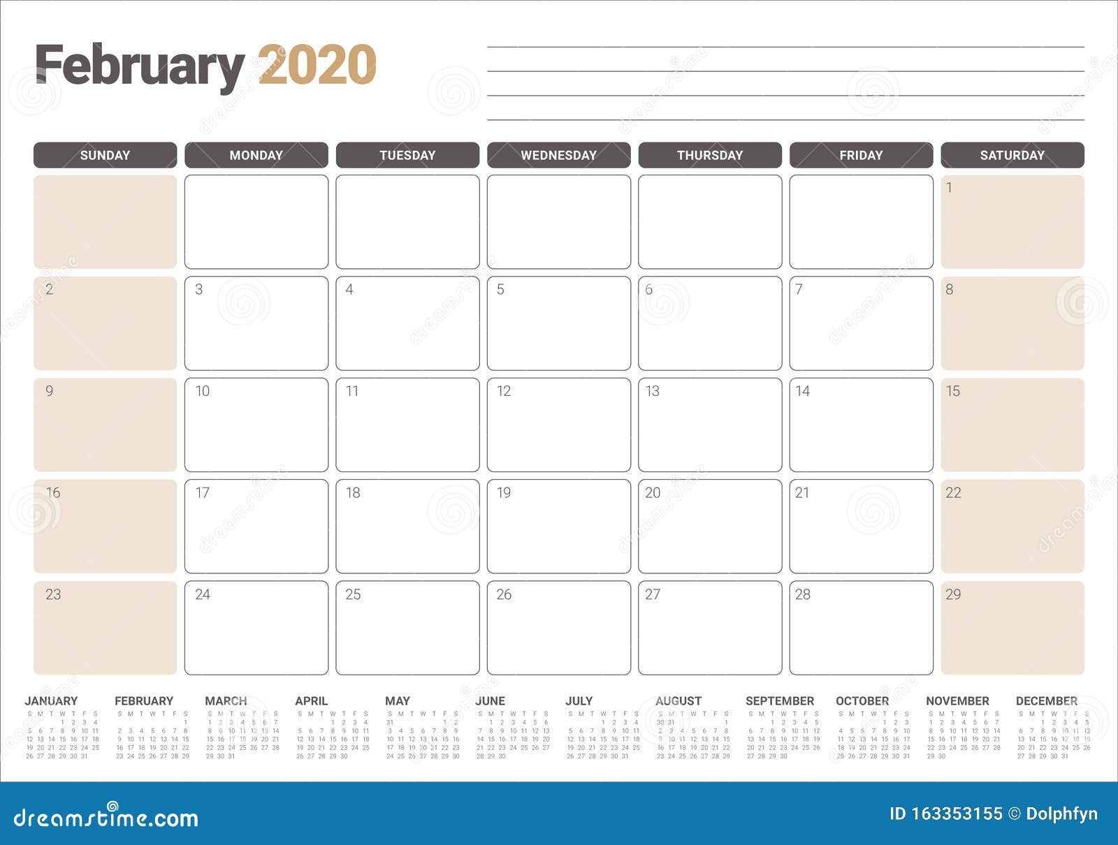 February 2020 Desk Calendar Vector Illustration Stock Vector ...