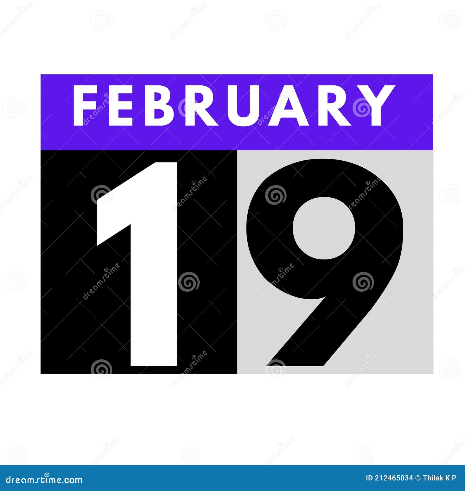 February 19 . Flat daily Calendar Icon .date ,day, Month Stock ...