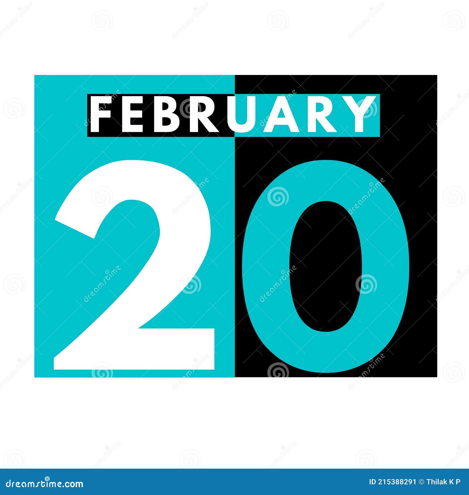 February 20 . Flat daily Calendar Icon .date ,day, Month Stock ...