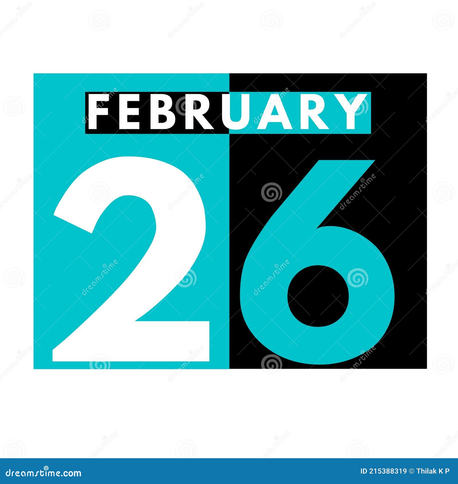 February 26 . Flat daily Calendar Icon .date ,day, Month Stock ...