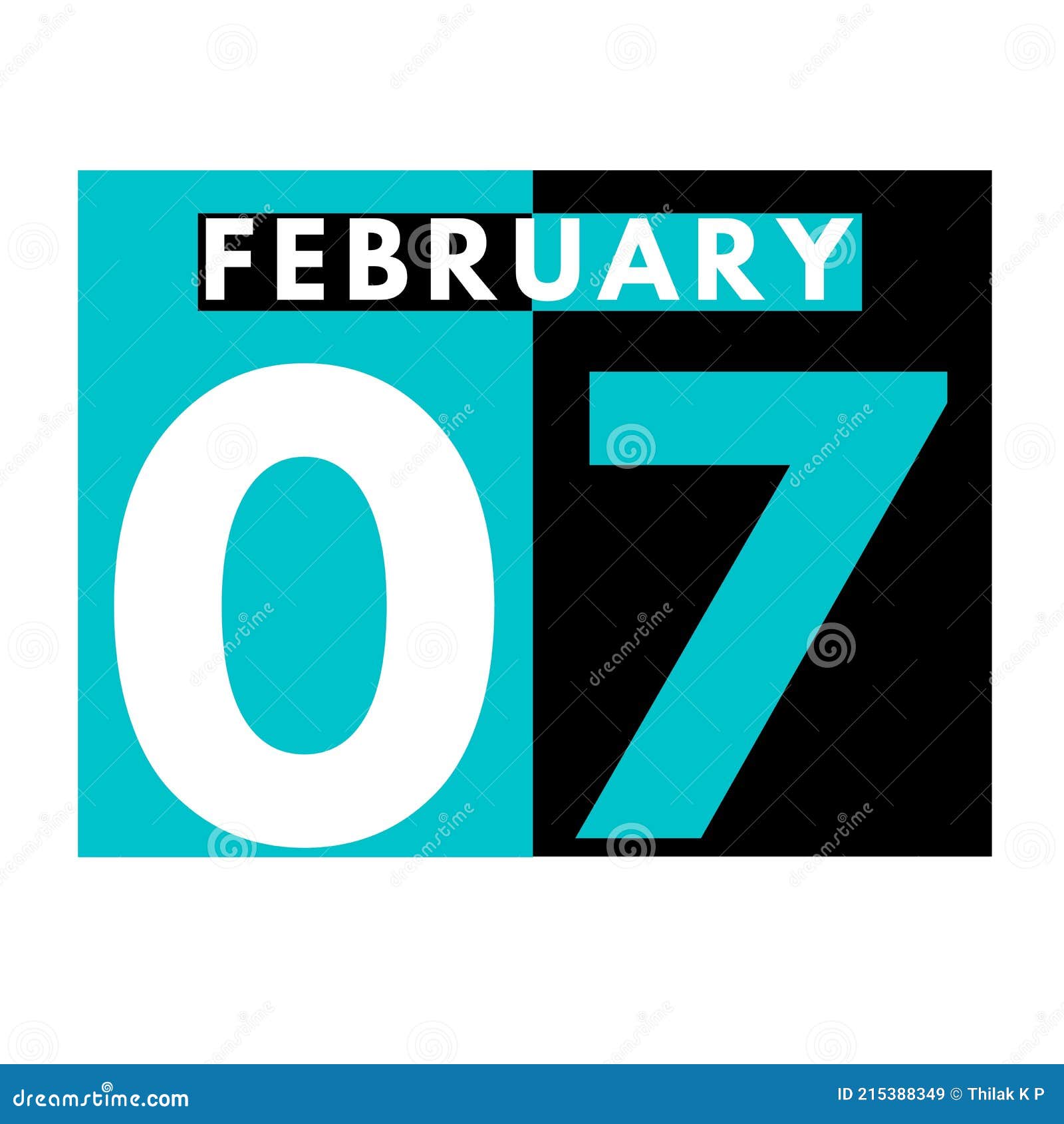 February 7 . Flat daily Calendar Icon .date ,day, Month Stock ...
