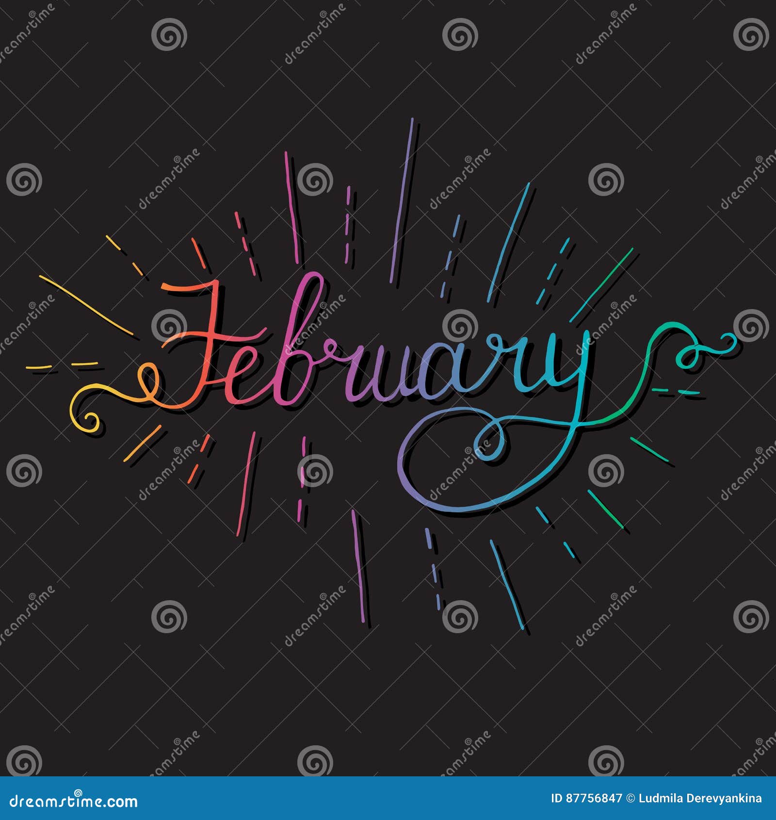 February. Hand Lettering Vintage Quote Stock Illustration ...