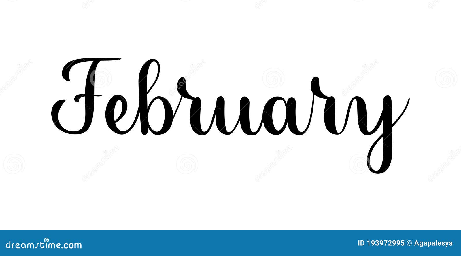 February. Handwritten Month Name on White Background. Black Inscription ...