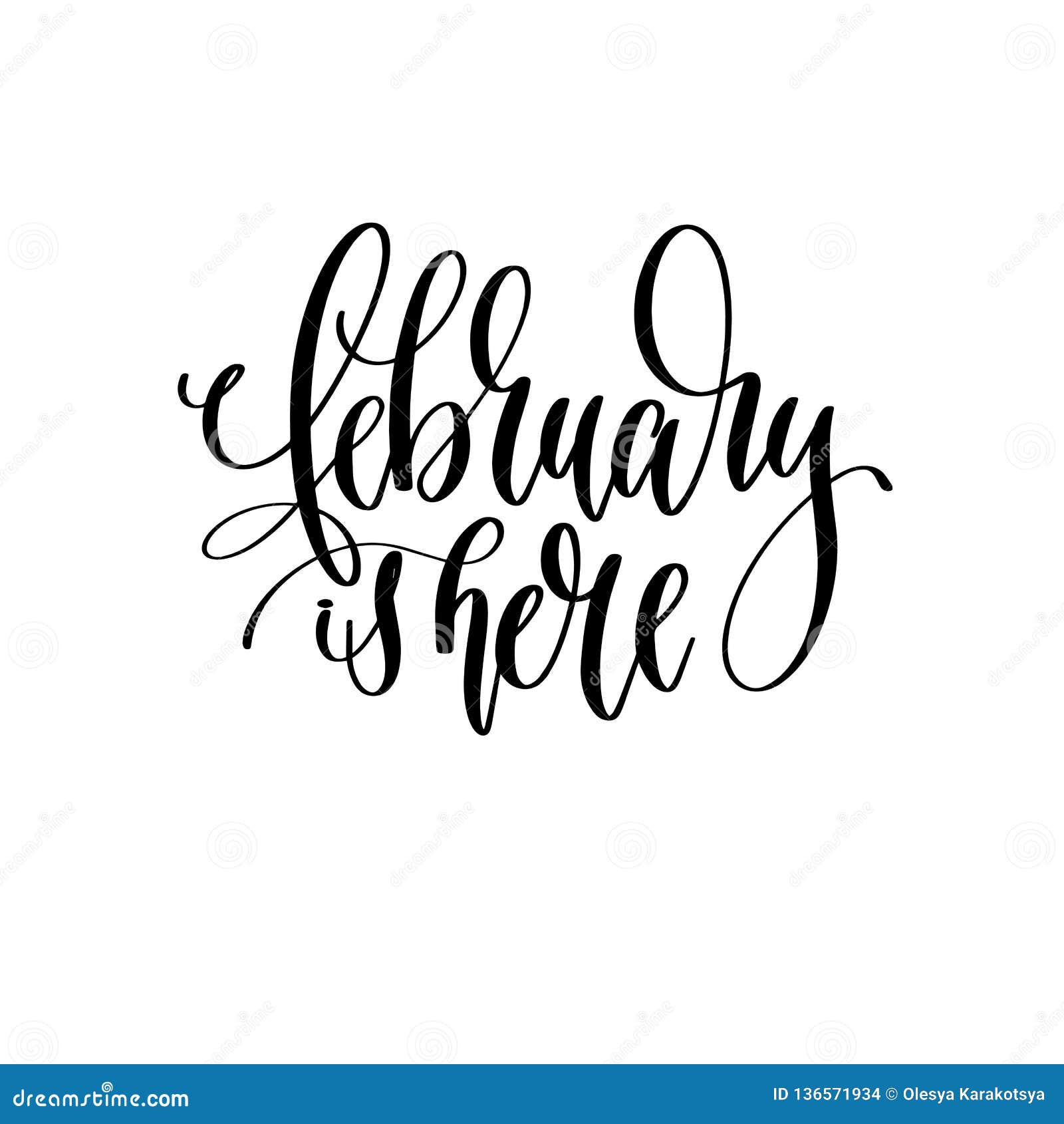 February is Here - Hand Lettering Inscription Text Stock Vector ...