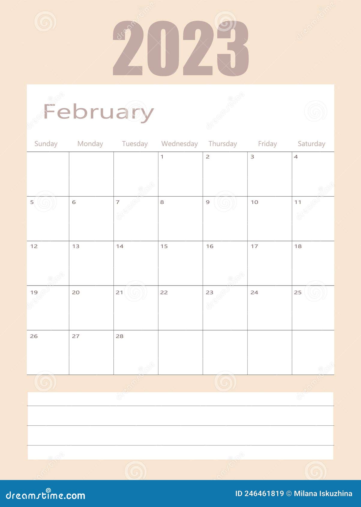 2021 February Planner Calendar Design. Week Starts From Monday Cartoon ...