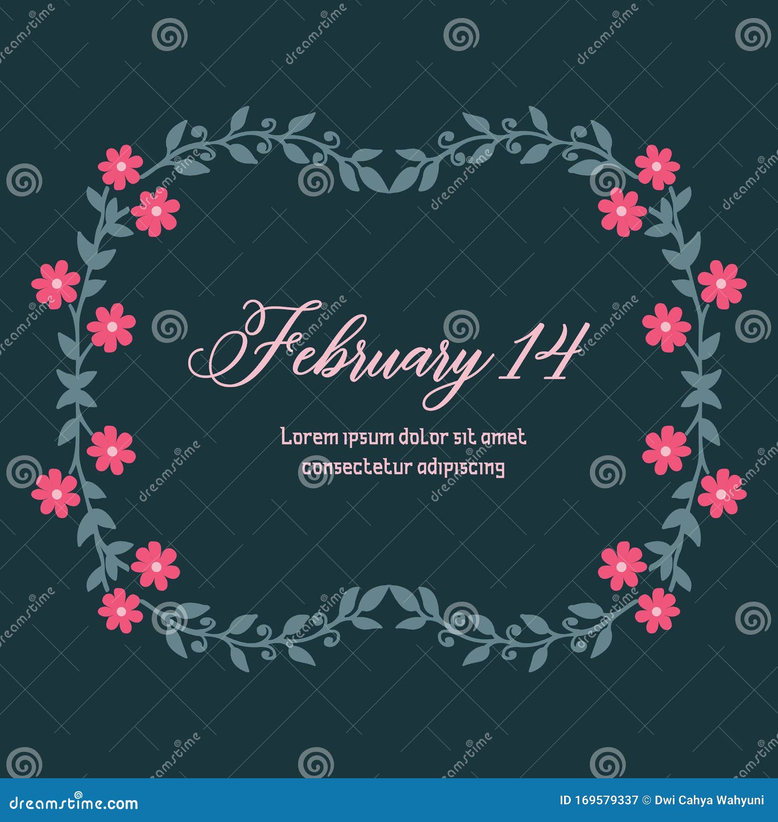 The 14 February Invitation Card Decoration, with Romantic of Leaf and ...