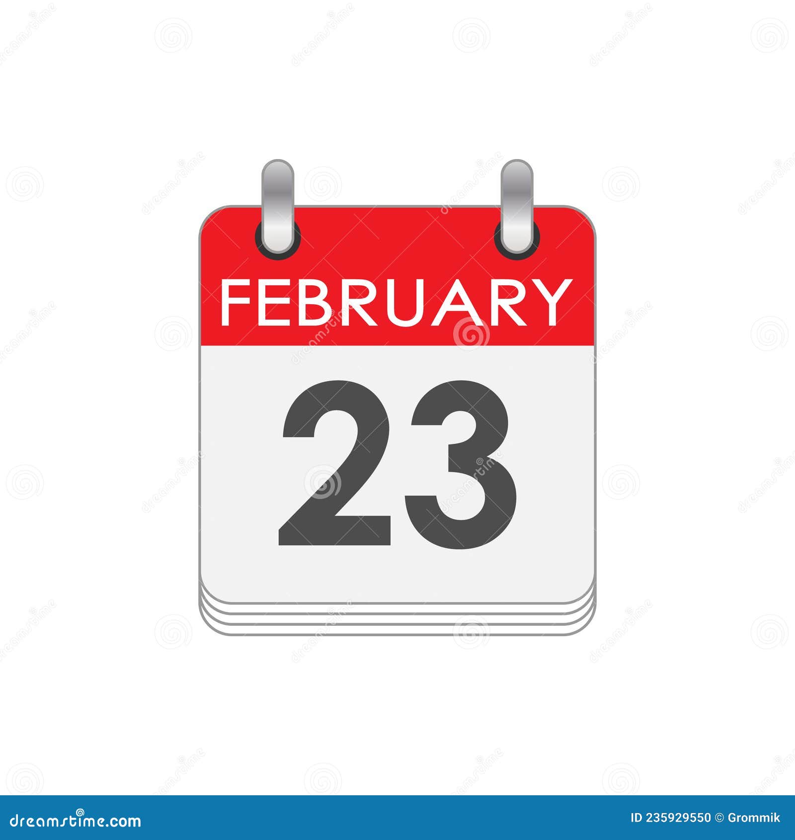February 23. a Leaf of the Flip Calendar with the Date of February 23 ...