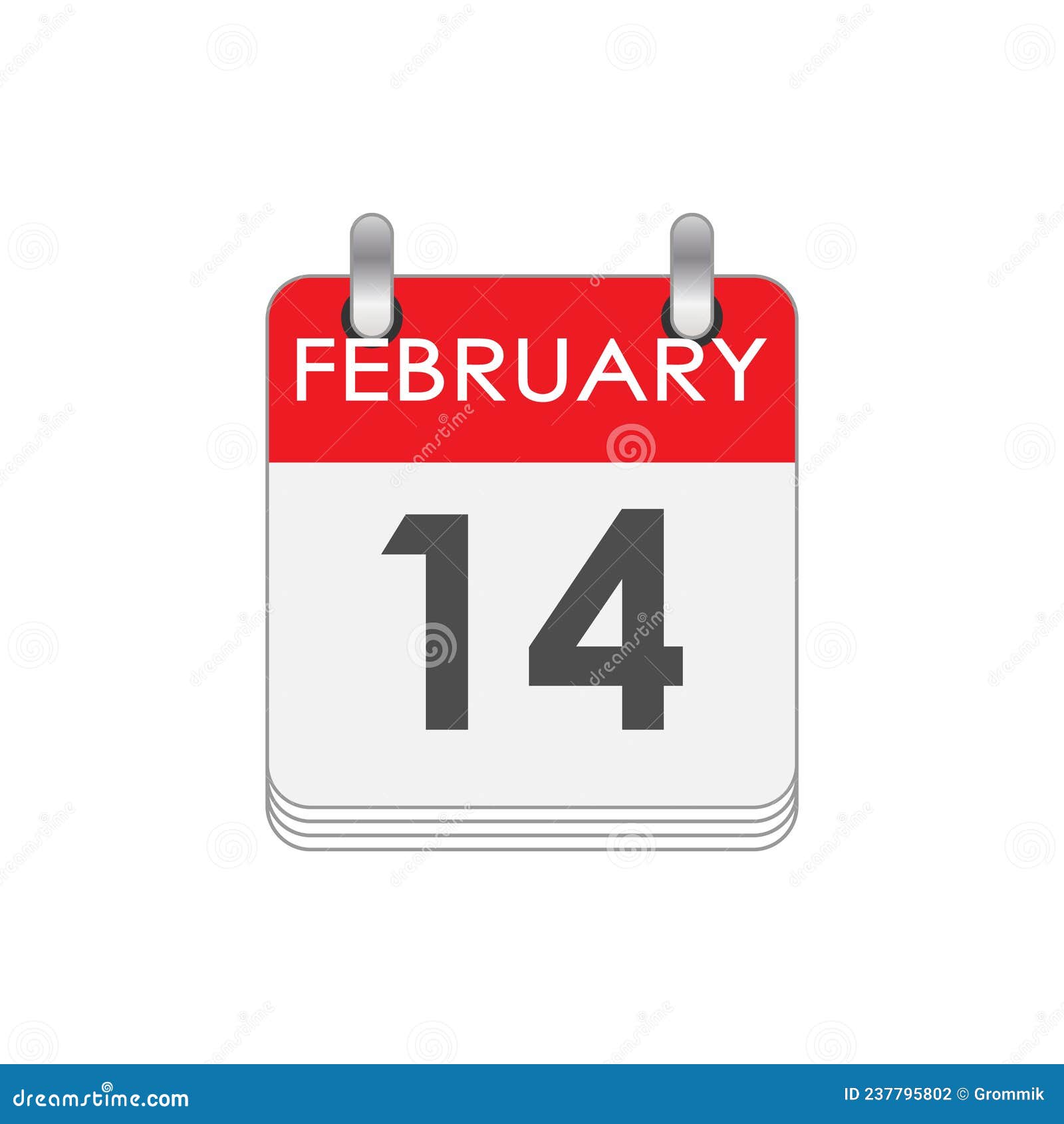 February 14. a Leaf of the Flip Calendar with the Date of February 14 ...