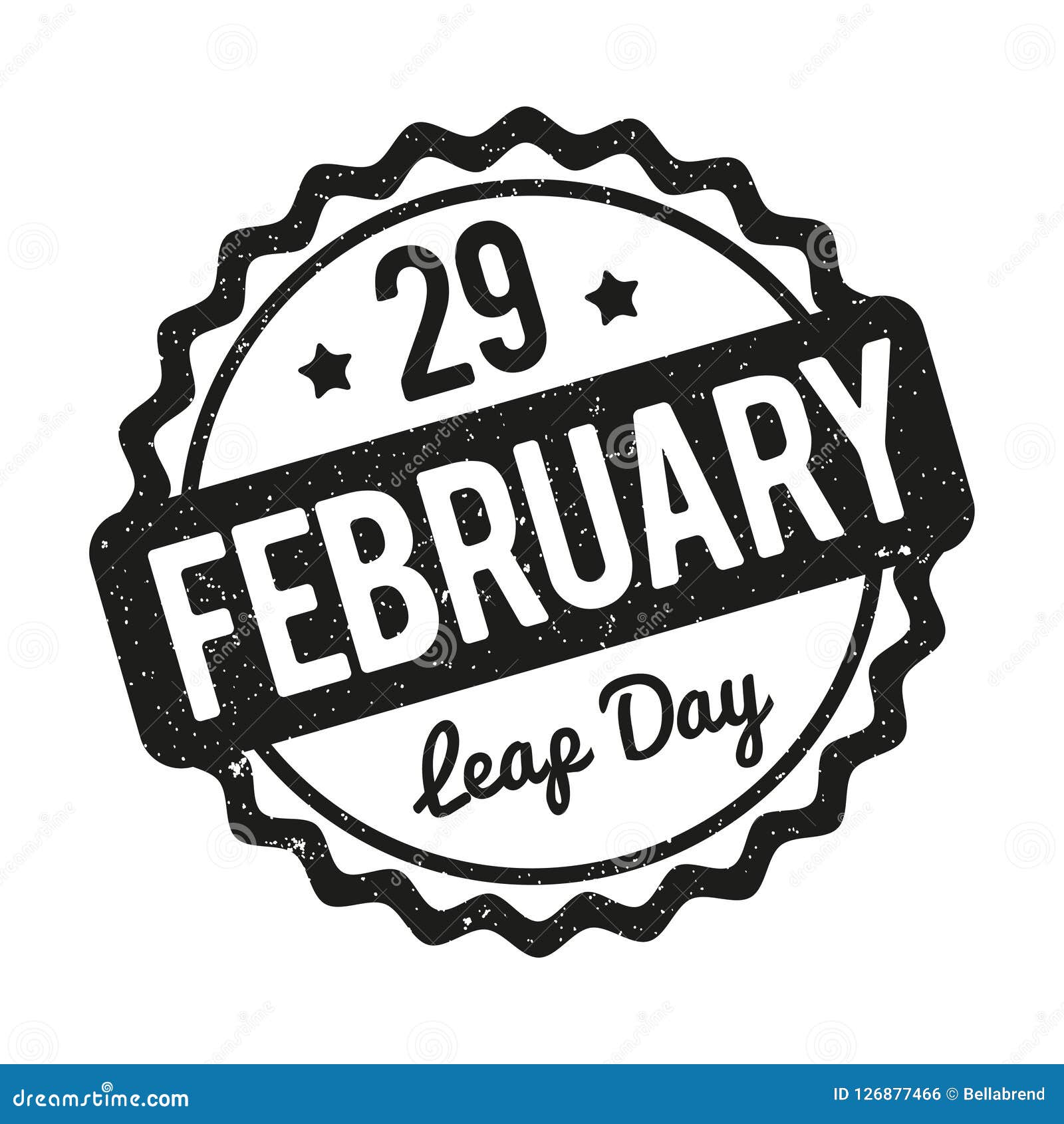 29 February Leap Day Rubber Stamp Black on a White Background. Stock ...