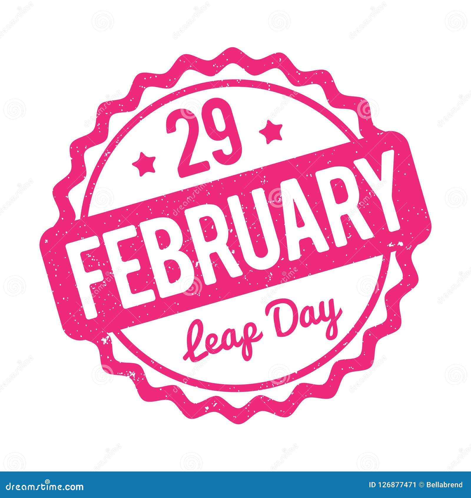 29 February Leap Day Rubber Stamp Pink on a White Background. Stock ...