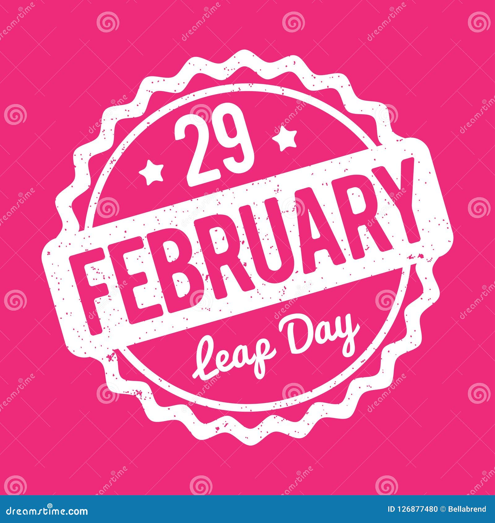 29 February Leap Day Rubber Stamp White on a Pink Background. Stock ...
