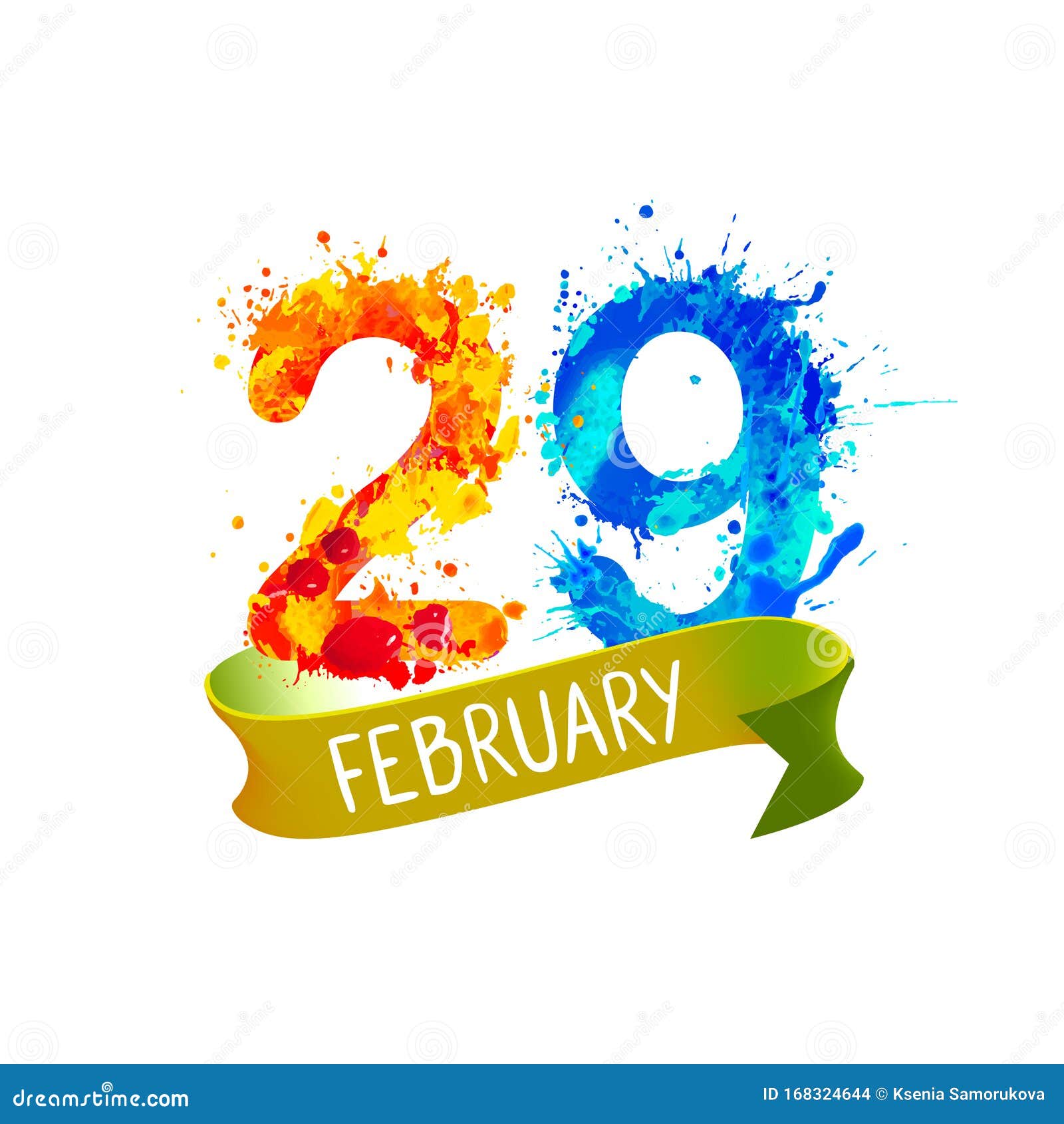 February 29. LEAP DAY. Splash Paint Stock Vector - Illustration of ...
