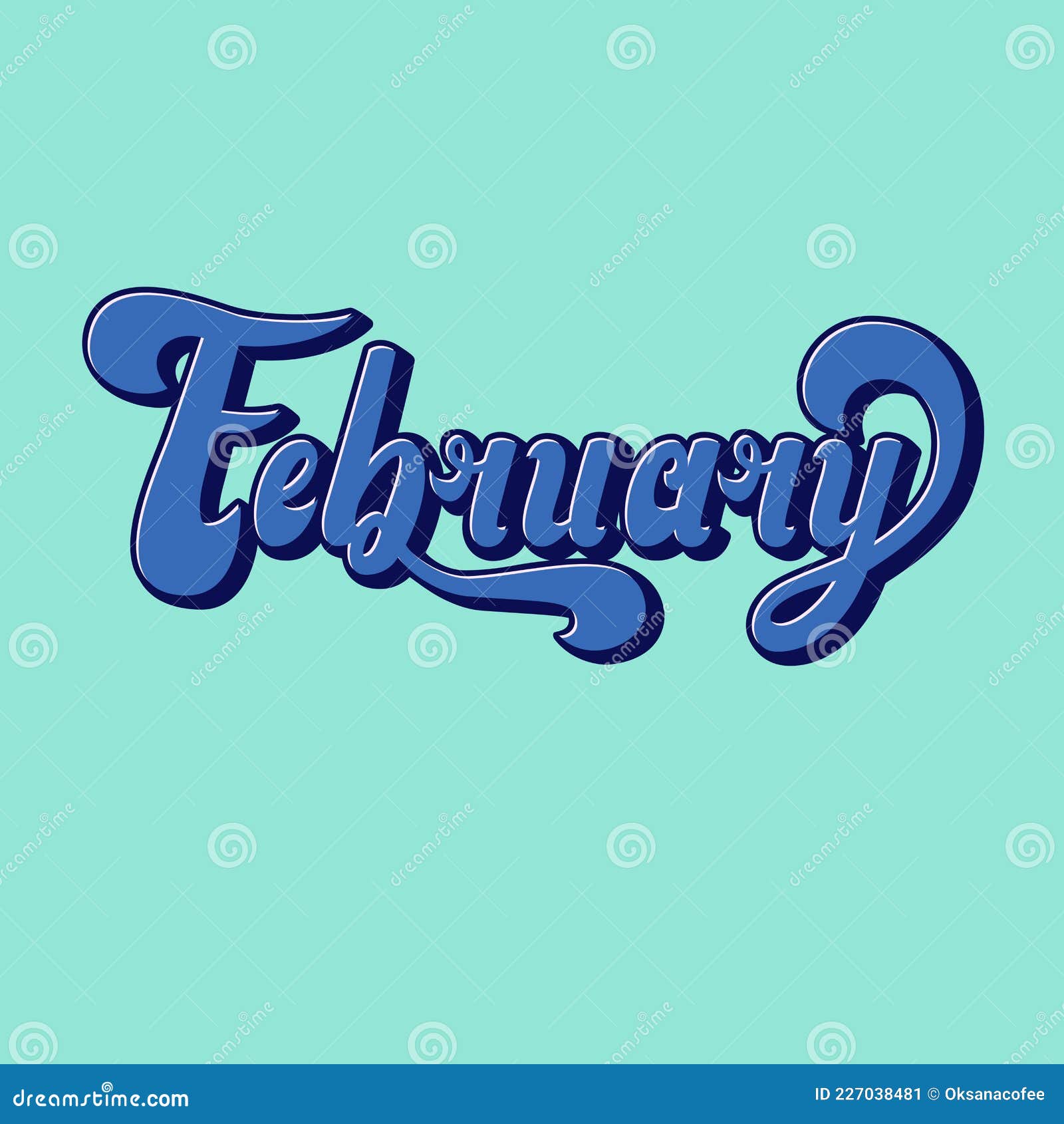 February. Lettering. Volumetric Letters. Hand Made Inscription. Stock ...