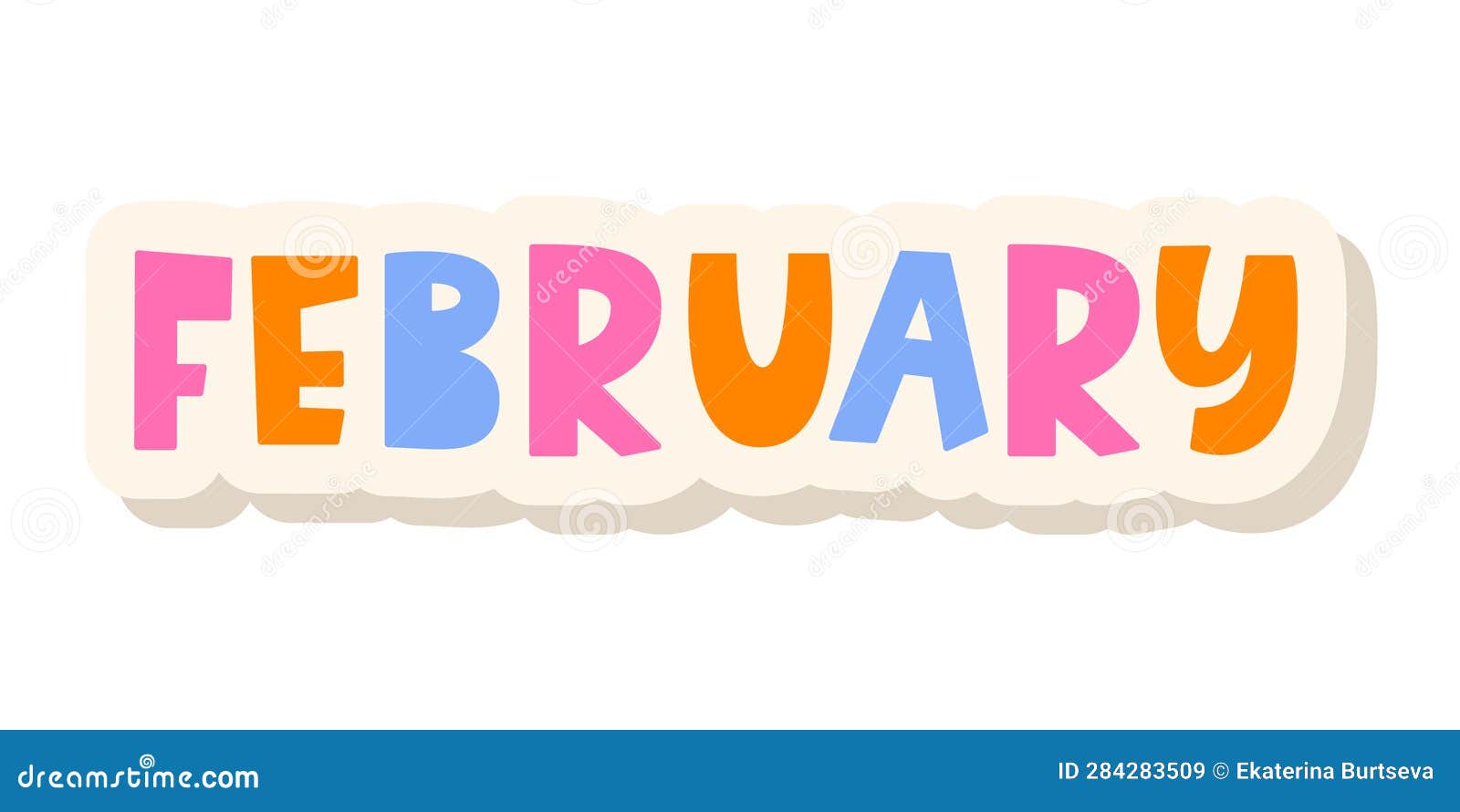 February Lettering Word. Month Planner Sticker Stock Vector ...