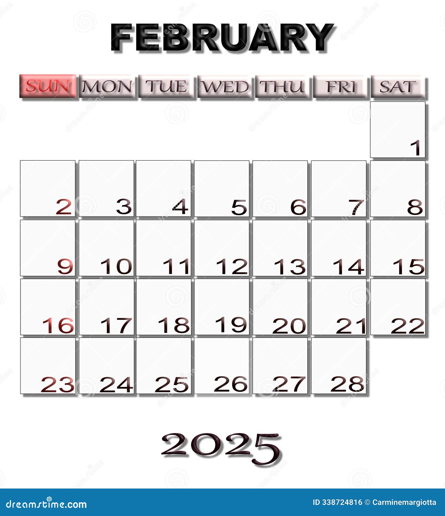 February 2025 Calendar Leaf. Calendar 2025 In Flat Style. February 2025 ...