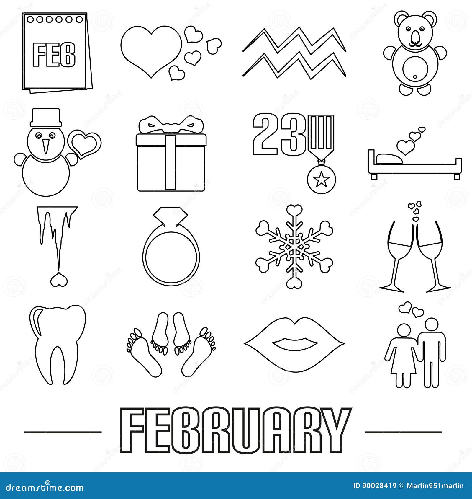 February Month Name. Handwritten Calligraphic Word. Bold Font. Vector ...