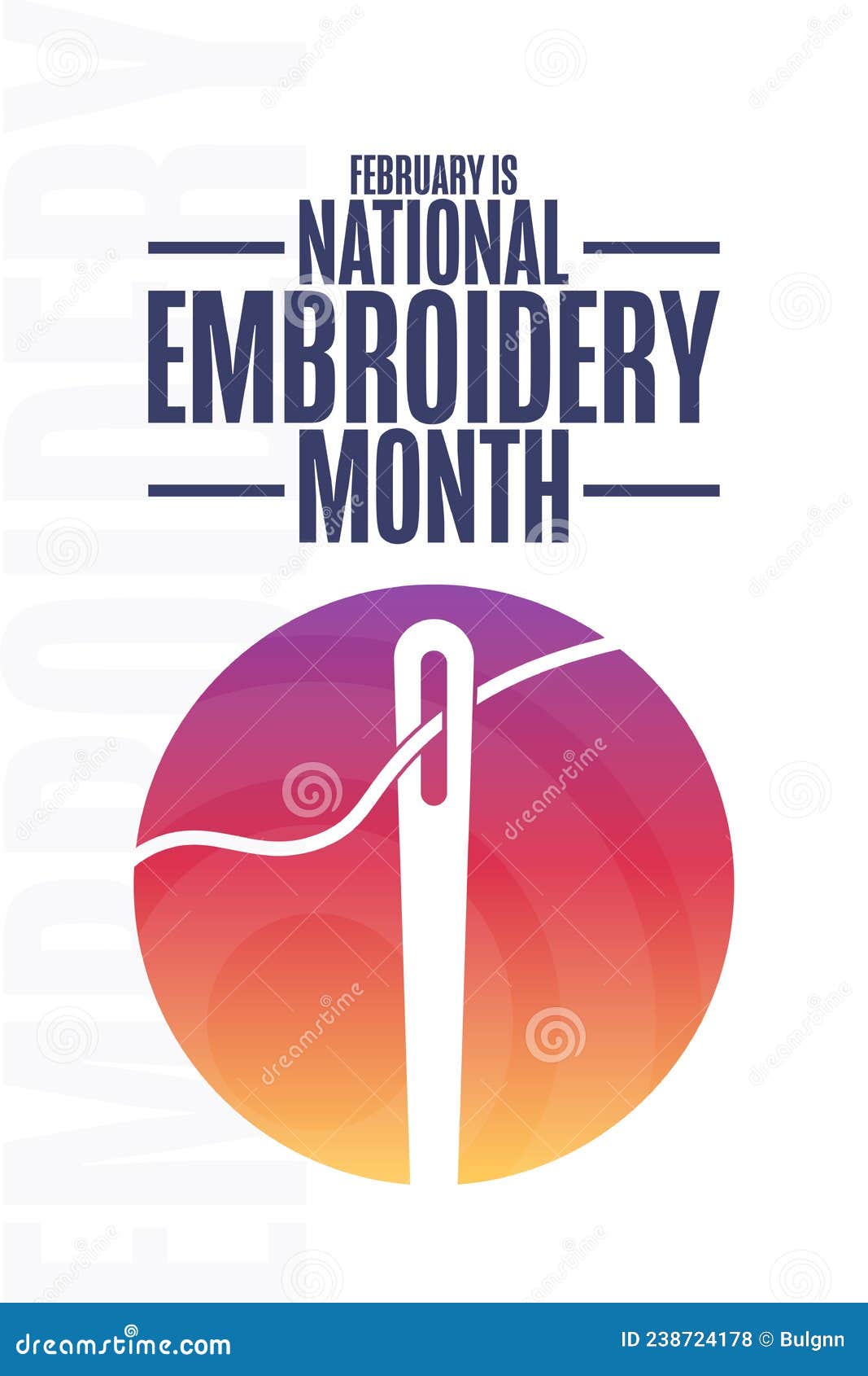 February Is National Embroidery Month Holiday Concept Stock Vector