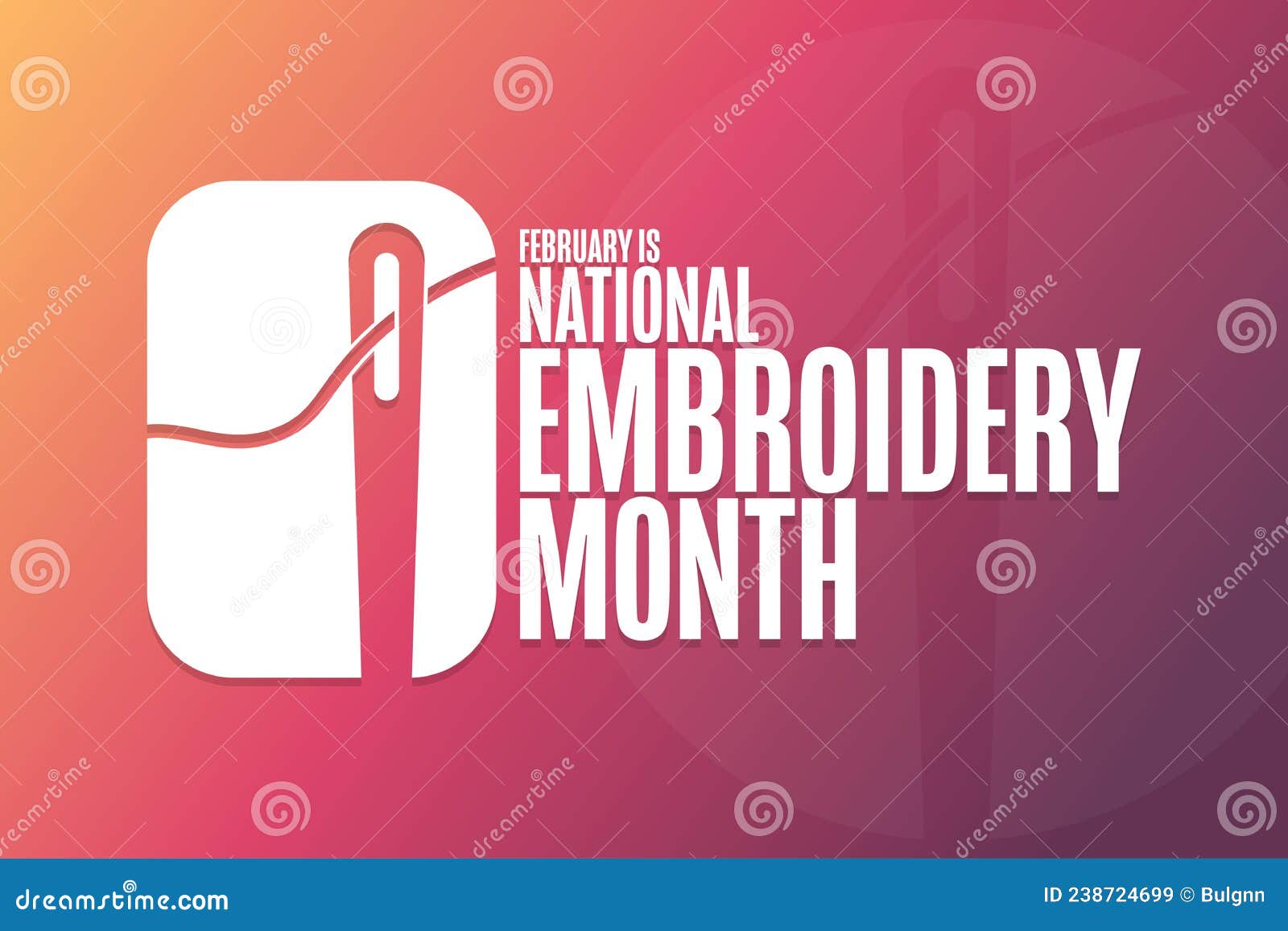 February Is National Embroidery Month Holiday Concept Stock Vector