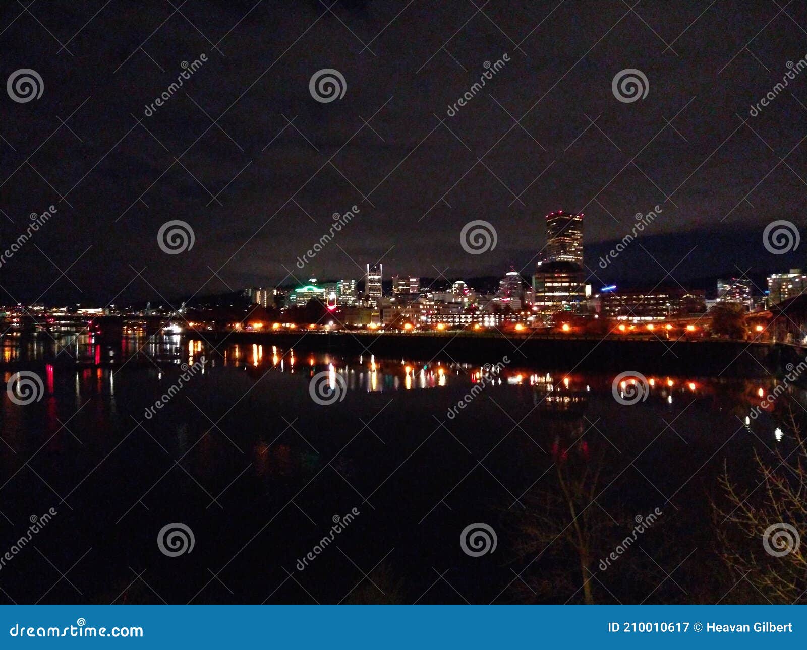 A February Night in Portland Oregon at the Waterfront Editorial ...