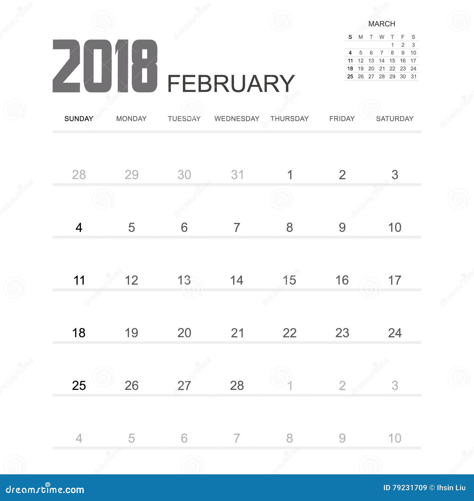 2018 FEBRUARY Planner Design. Stock Vector - Illustration of champion ...