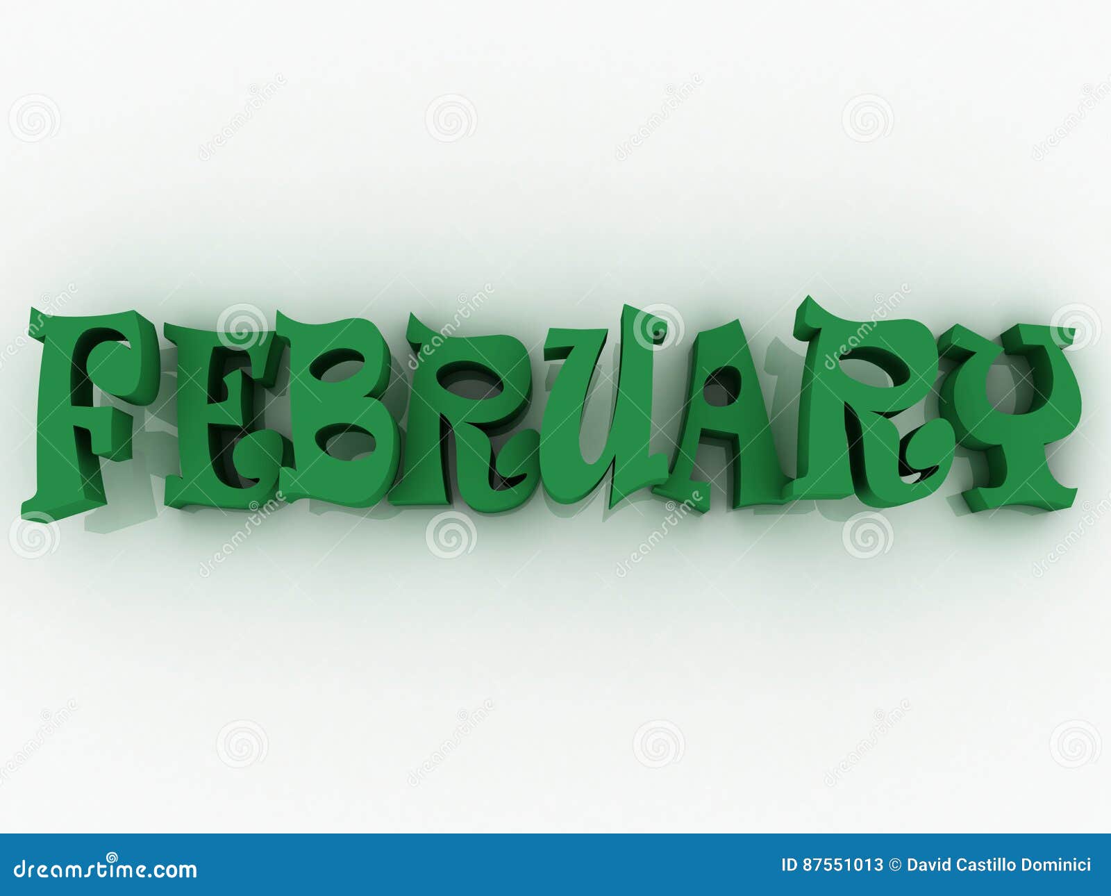 February Sign with Colour. 3d Paper Illustration. Stock Illustration ...