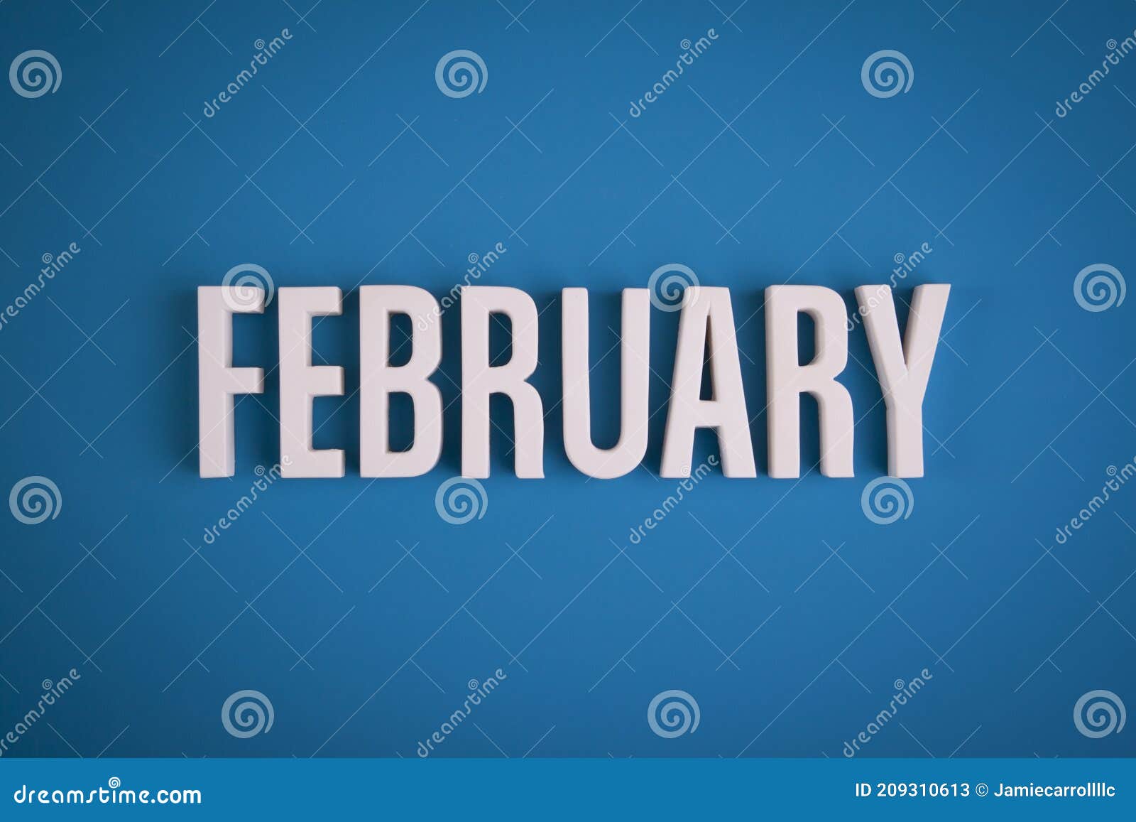 February Sign Lettering on Blue Background Stock Image - Image of solid ...